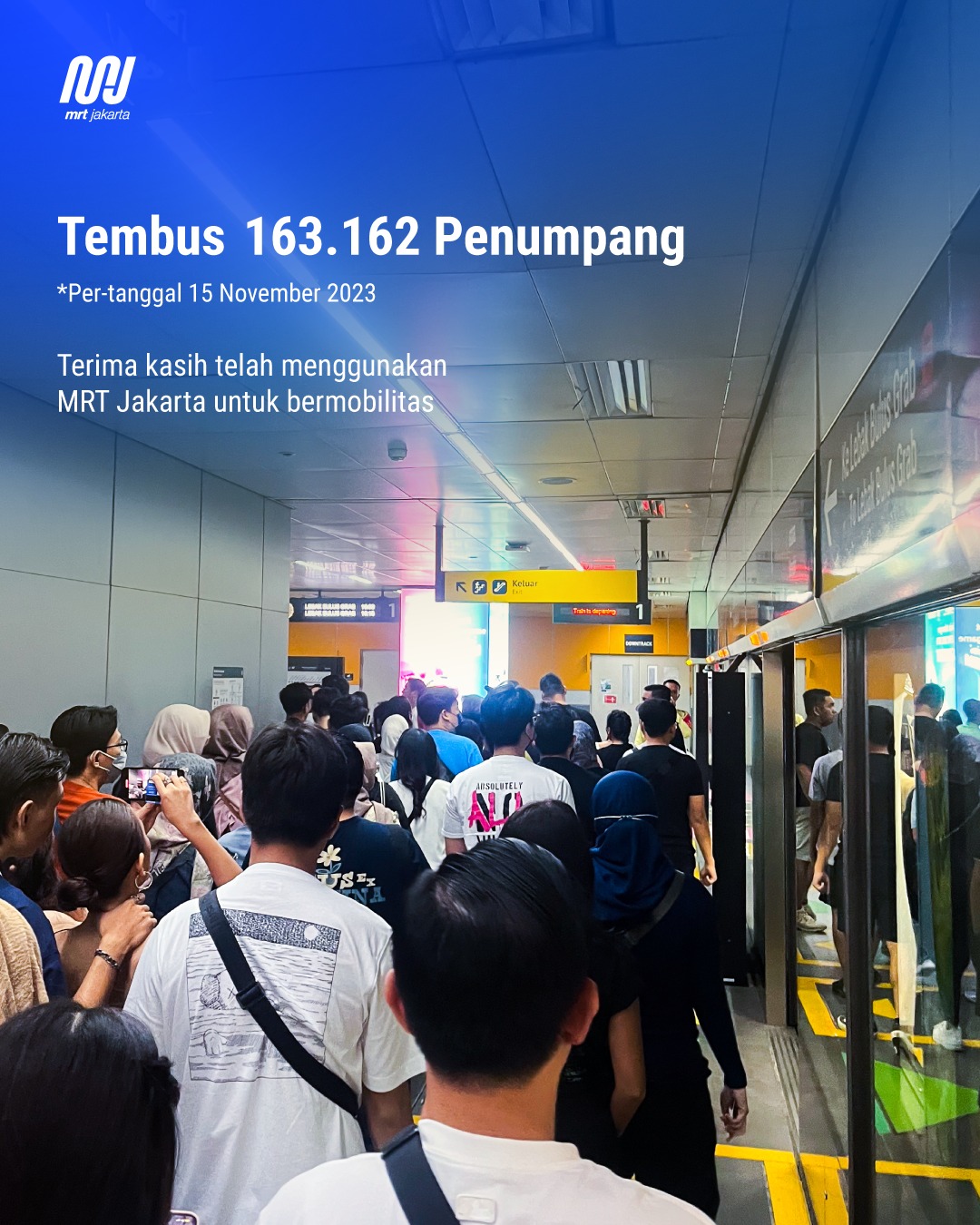 163.162 Orang Tercatat Gunakan Ratangga pada 15 November 2023 | MRT Jakarta